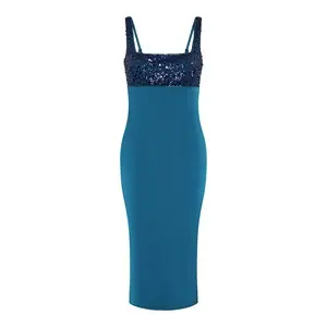 MALOA Alina Sequin Embellished Midi Dress - Blue