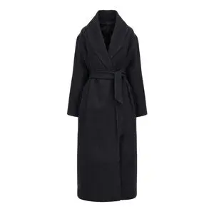 BLUZAT Long Wool Blend Coat With Rounded Lapels
