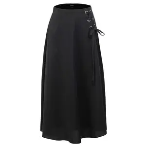 SMART AND JOY Lacing On Side Trapeze Midi Skirt