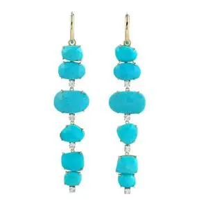 ARTISAN Artisan 18k Yellow Gold Turquoise And Diamond Drop Earrings