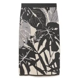 PERALUNA Jacquard Knit Midi Skirt - Gray