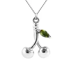 LEE RENEE Cherry Bracelet With Green Tourmaline - Silver