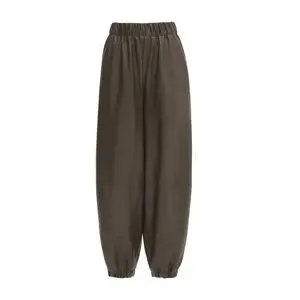 JULIA ALLERT High-waisted Wide Leg Faux Leather Joggers - Green