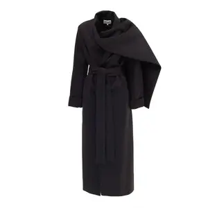 JULIA ALLERT Long Wrap Coat With Draped Collar