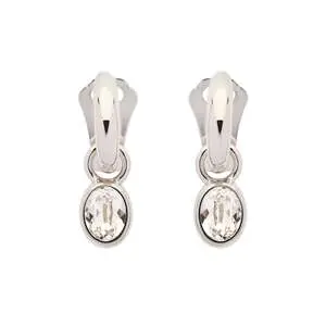 EMMA HOLLAND JEWELLERY Platinum Plated Crystal Charm Hoop Clip-on Earrings - Silver