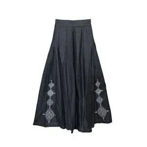 L2R THE LABEL Embellished Denim Maxi Skirt