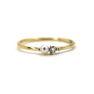 VICSTONENYC FINE JEWELRY Pearl And Diamond Yellow Ring - Gold