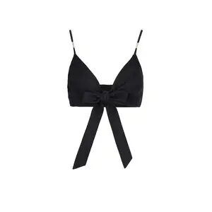 MANDRAGORA Linen Tie-front Top - Black