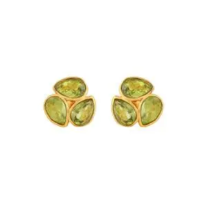 OPIUM JEWELS Gold Vermeil Stud Earrings With Peridot - Gold/green