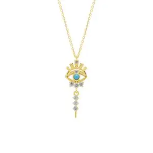 SPERO LONDON Turquoise Evil Eye Sterling Silver Necklace - Gold