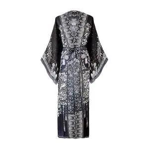 SILK&SOUL Tree Of Life Silk Robe - Black