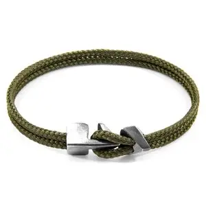 ANCHOR & CREW Brixham Rope Bracelet With Sterling Silver Clasp - Silver/green