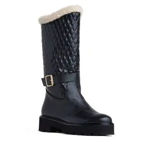 BEAUTIISOLES BY ROBYN SHREIBER Leather Knee-high Platform Boots - Black