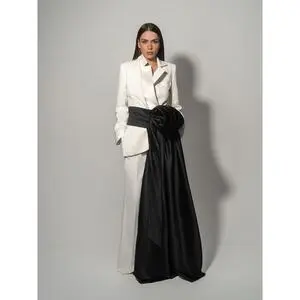TIA DORRAINE Floor-length Satin Belt - Black