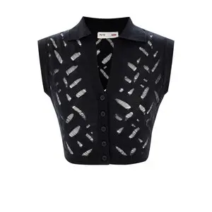 PCFG Cropped Ripped Knit Top