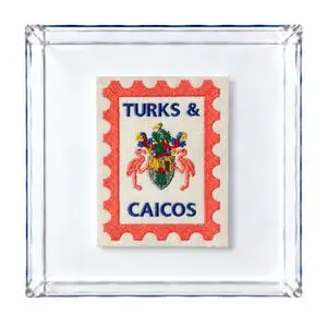 LILLY LOVES Turks & Caicos Embroidered Stamp - White