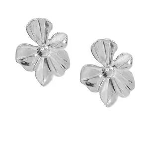 MAISON DE GALA Sculpted Flower Stud Earrings - Silver