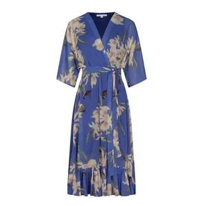 URBAN TOUCH Floral Kimono Wrap Dress - Blue
