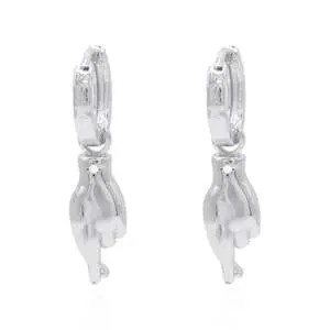 LUNA CHARLES Faye Fingers Crossed Huggie Earrings - Silver