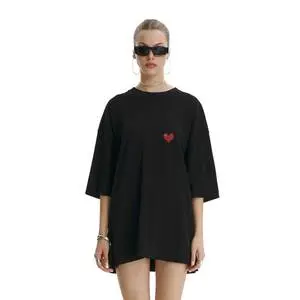 MYSIMPLICATED Oversized T-shirt With Heart Logo - Black/red