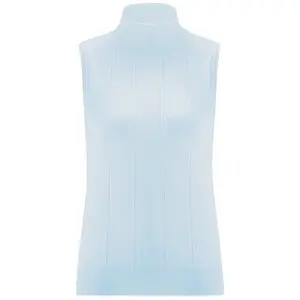 PERALUNA Slim Fit Sleeveless Turtleneck Blouse