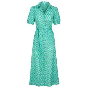 AT LAST... Cotton Maddie Floral Print Midi Dress - Blue/white