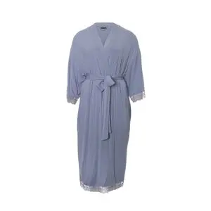 PRETTY YOU Bamboo Lace Kimono Robe In Mist - Blue