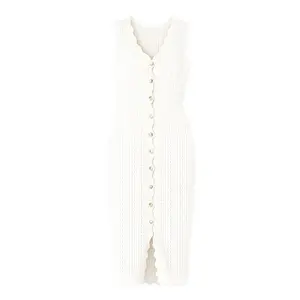 YUMI Cotton Crochet Knitted Dress - White