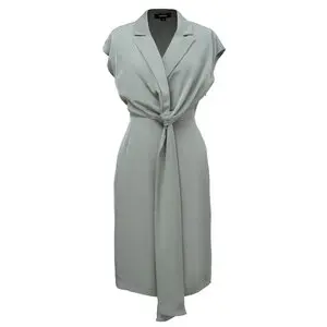 SMART AND JOY Mat Satin Asymmetric Draped Panel Dress - Green