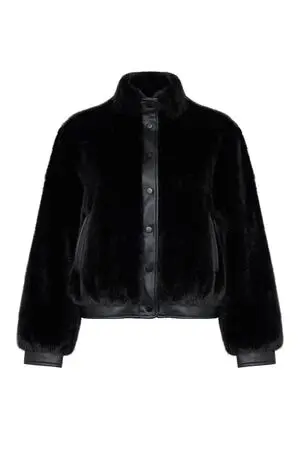 ISSY LONDON Jolie Faux Fur Bomber Jacket - Black