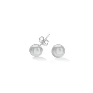 DOWER & HALL Freshwater Pearl Stud Earrings - Silver/grey