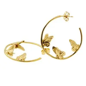 LEE RENEE Butterfly Hoop Earrings - Gold