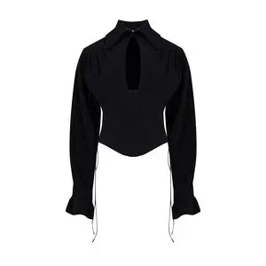 PCFG Corset Fitted Stretch Virgin Wool Blend Blouse