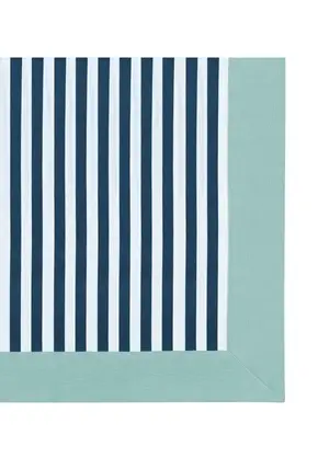 ROUMÉLIE ORIENTALE Gala Stripe Series Navy Striped Tablecloth With Border - Blue