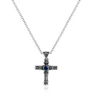 UNALOE Eternal Cross Sapphire Necklace - Blue/silver