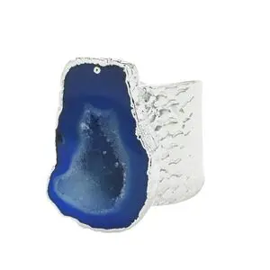 YAA YAA LONDON Gemstone Statement Ring - Blue/silver
