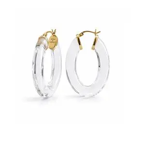 GOLD & HONEY Clear Flat Oval Hoop Earrings - Gold