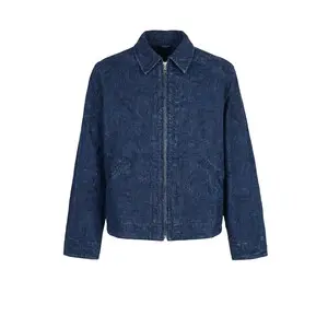 MODENAIRE Textured Zip Jacket With Point Collar - Blue