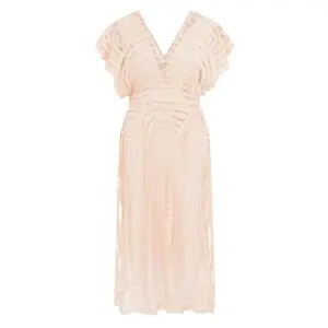 LISA THE LABEL Cappuccino Embroidered Tulle Dress