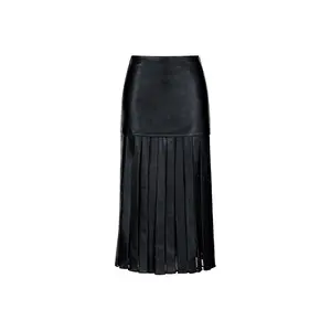 SAINT ONES Dakota Leather Pleated Midi Skirt
