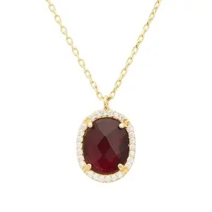 LATELITA Beatrice Oval Gemstone Pendant Necklace - Red/gold/yellow