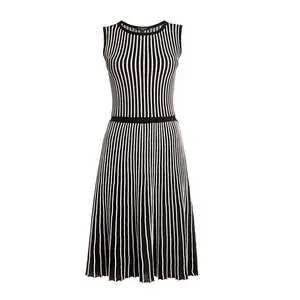 RUMOUR LONDON Sienna Striped Fit-and-flare Dress - White/black