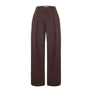 THISISU COLLECTION High-waisted Wide-leg Trousers - Brown