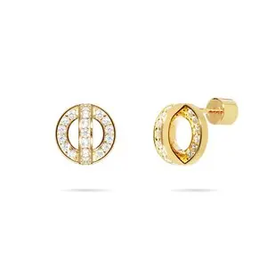 MEULIEN 18k Vermeil Stud Earrings With Cubic Zirconia - Gold