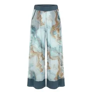 SEROTONE SWIM Printed Mesh Palazzo Pant - Blue