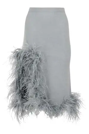ANDREEVA Feather Trim Knit Skirt