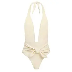 MONTCE Ribbed Tie-up One-piece - White
