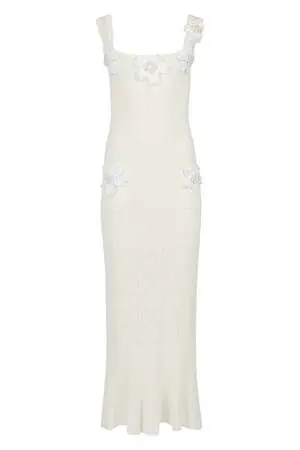 ANDREEVA Knit Dress With Handmade Embroidery - White