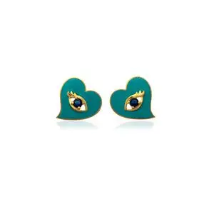 MILOU JEWELRY Turquoise Heart Earrings With Evil Eye - Green