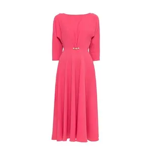 NISSA Pearl-detail Crepe Midi Dress - Pink
